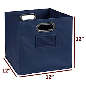 Cheer Home Storage Set of 2 Foldable Fabric Cube Storage Bins- Navy Blue