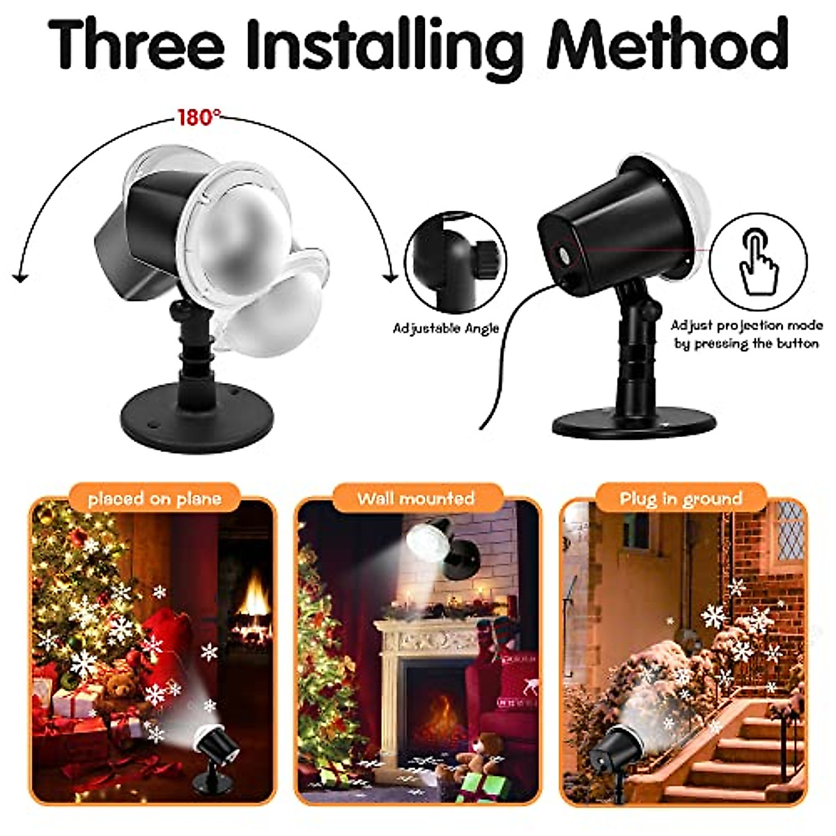 Christmas Projector Lights LED Landscape Projection Moving Snowfall Lights AOFAN Christmas Snowflake Rotating Projectors Lights Indoor & Outdoor Spotlights Decor Stage Irradiation & Garden Tree Wall