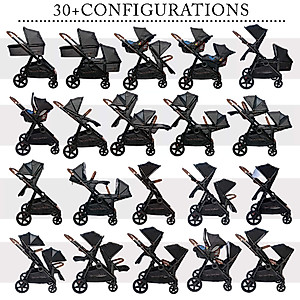 Venice Child Maverick Tandem Travel System Single to Double Stroller- Includes 2 Toddler Seats (Package 3, Eclipse Black)