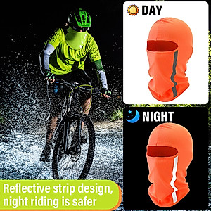 Blulu 8 Pcs Summer Balaclava Cooling Full Face Ski Mask Men Women with Reflective Strip(50-55cm,Fluorescent Orange and Green)