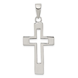 Sterling Silver Cross Pendant 48mm 21mm style QP1141