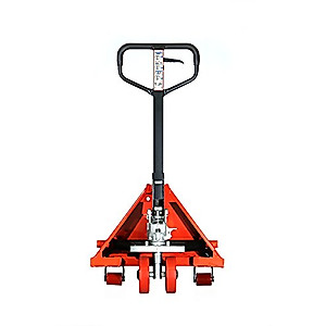 Mighty Lift ML55C Heavy Duty Pallet Jack Truck, Wheels, Polyurethane on Steel, 50" Height, 27" Width, 48" Length, 5500 lb. Load Capacity, Orange