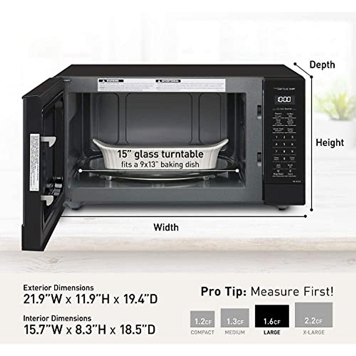 Panasonic NN-SN75LB 1.6 cu.ft Cyclonic Inverter Countertop Microwave Oven 1250Watt Power with Genius Sensor Cooking, cft, Black