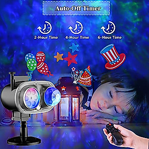 Christmas Lights Projector Outdoor,Holiday Lights Projector with Remote Control Timer, 26 HD Effects (3D Ocean Wave & Patterns) Waterproof Landscape Lights for Halloween Xmas Party Garden Decorations