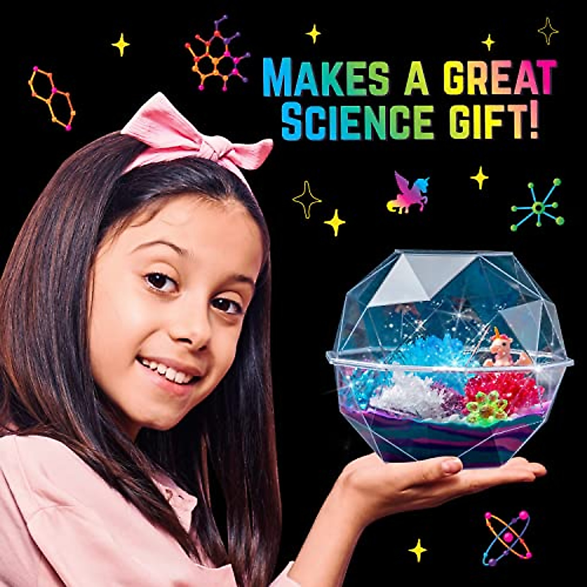 Original Stationery Grow Your Own Crystal Unicorn Terrarium Kit, Crystal Growing Kit with Everything Needed to Grow 3 Real Crystals for Kids, Fun Creative Experiment & Unicorn Terrarium Kit for Girls