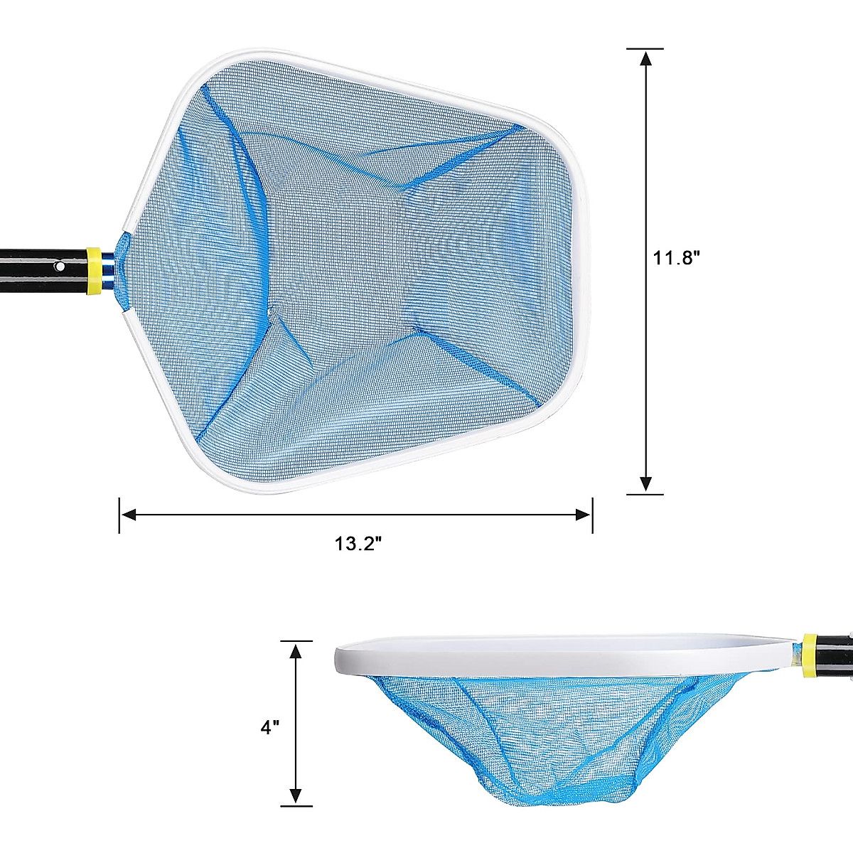 Pool Net, 8FT Pool Skimmer with Medium Bag, Heavy-Duty Pool Leaf Rake with Stainless Steel Pole, Fine Mesh Net Leaf Skimmer for Pond Vacuum Swimming Pool Cleaning