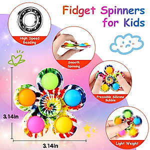 Gigilli Fidget Spinners Pop for Kids 2 Pack, Sensory Fidget Toys for Kids 8-12 4-8 Goodie Bags Stuffers, ADHD Autism Fidget Toys for Toddler 1-3 Boys Girls, Classroom Prizes Valentines Birthday Gifts