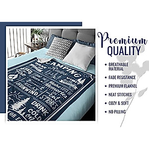 InnoBeta Camping Gifts for Women or Men Lovers Throw, Flannel Blanket, Happy Campers Decor Outdoor, RV Campsite Travel Hiking 50" x 65" - Camping Rules