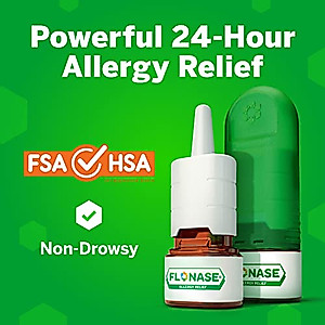 Flonase Allergy Relief Nasal Spray, 24 Hour Non Drowsy Allergy Medicine, Metered Nasal Spray - 72 Sprays - Fall and Seasonal Allergy Relief