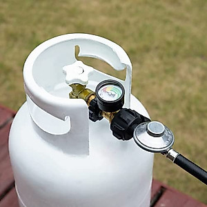 GASPRO Universal Propane Tank Gauge, Fits for 5-100lb Propane Tank Cylinder, Propane Adapter with POL Connection for RV, Camper, Gas Grill, Fire Pit, Propane Heater and More