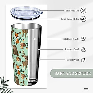 Yaxongx 20oz Tumbler Squirrel Deer Owl Double Wall Vacuum Insulated Coffee Mug with Lid and Metal Straw Brush Reusable Stainless Steel Water Bottle Travel Cup Gifts for Car Ice Drinks Hot Beverage