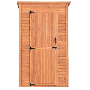 Leisure Season DSS8721 Deep Storage Shed with Drop Table - Brown - Tall Outdoor Wooden Box Lockers for Lawn, Garden, Backyard, Porch - 2 Interior Shelves for Supplies, Tools - Weatherproof Organizer