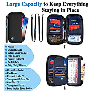 BKNOOU Passport Holder Family Rfid Blocking Travel Document Organizer,Travel Passport Wallet Waterproof Multiple Passport Holder for Traveling,Passport Organizer for Men Women