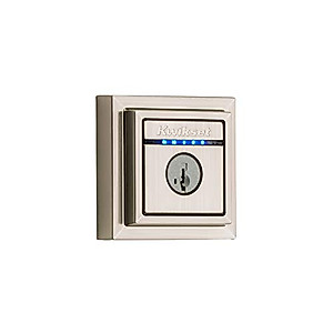Kwikset 99250-206 Kevo Contemporary Touch-to-Open Bluetooth Smart Square Door Lock Deadbolt Featuring SmartKey Security, Satin Nickel