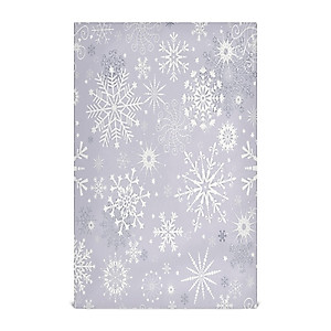 ALAZA Gray White Winter Snowflakes Christmas Decorative Kitchen Dish Towels Set of 4,Soft and Absorbent Kitchen Hand Towels Home Cleaning Towels Dishcloths,18 x 28 Inch