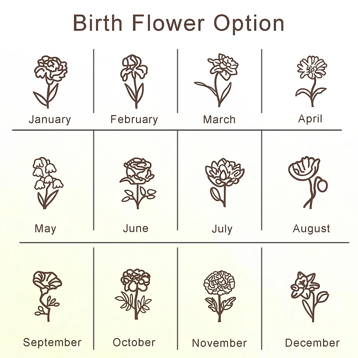 Yofair Name Necklace with Birth Flower 18K Gold Plated Floral Custom Necklace Personalized Bridesmaid Proposal Gifts for Women