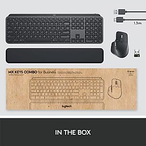 Logitech MX Keys & MX Master 3 Mouse for Business Combo, Wireless, Ergonomic, Secured Logi Bolt Technology, Bluetooth, Globally Certified, Windows/Mac/Chrome/Linux - Graphite