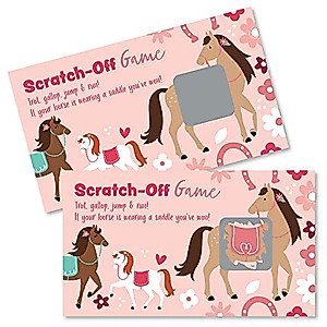 Big Dot of Happiness Run Wild Horses - Pony Birthday Party Game Scratch Off Cards - 22 Count
