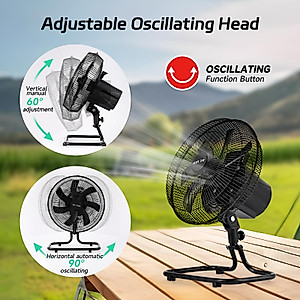 Mxmoonfree Solar Rechargeable Floor Fan, 12'' Battery Powered Floor Fan, 90° Oscillation, with 20W Solar Panel, 8000mAh Battery, Fast Charging for Outdoor Picnics, Camping, Stalls and Exhibitions