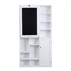 Utopia Alley Collapsible Fold Down Desk Table | Computer Desk with Large Storage Cabinet & Bottom Shelves, Stylish Furniture for Home Office, Crafting, and More (White)
