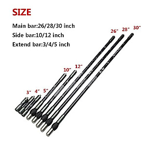 AMEYXGS 3/4/5/10/12/26/28/30 Inch Carbon Fiber Bow Stabilizer Balance Bar Stabilizer Extension Pole Rod Bow Stabilizer for Recurve Bow and Compound Bow (Gray 12 inch)