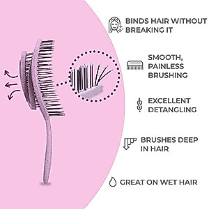 Ninabella Organic Detangling Hair Brush for Women, Men & Children - Does not Pull on Hair - Hair Straightening Brushes for Straight, Curly & Wet Hair - Unique Spiral Hairbrush