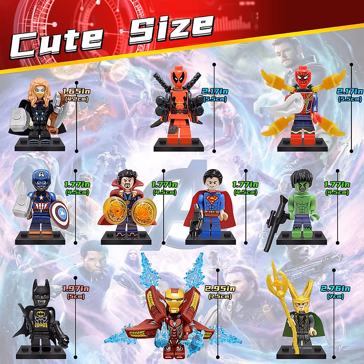 FILDANCO 10 Pcs Minifigures Building Blocks Kit, Superhero Action Figures Toys Gifts for Birthday, Christmas, Easter, Children's Day for Superhero Fans Kids Boys Girls