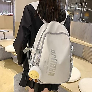 HIQUAY Kawaii Japanese Korean harajuku cute aesthetic backpack teenage school gift for birthday Christmas (grey)