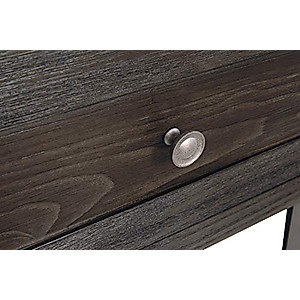 Signature Design by Ashley Todoe Industrial Square End Table with 1 Drawer, 2 Outlets and 2 USB Charging Ports, Dark Gray with Weathered Pine Finish