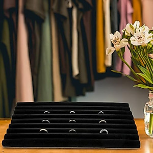 SSWBasics Large Continuous Slot Black Velvet Ring Insert - 14-1/4"L x 7-1/2"W - Holds up to 100 Rings