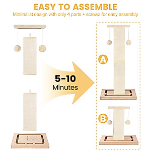 HelpCat Cat Scratching Post, 33" Tall Cat Scratching Post, Heavy Duty Cat Scratching Post with Ball Track and Hanging Ball, Scratching Posts for Indoor Cats Adults