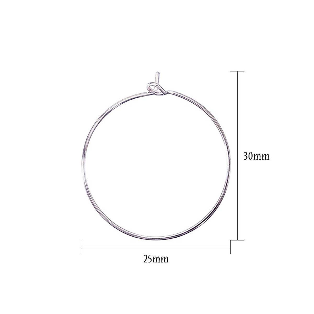 Onwon 300 Pieces Wine Glass Charm Rings DIY Your Own Wine GLass Marker Silver Plated Open Hoop Earring Beading Hoop Party Favor