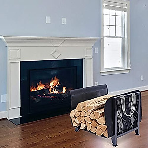 MYFIREPLACEDIRECT Firewood Rack with Log Bag Fireplace Log Holder Indoor Outdoor Wood Storage Log Rack Decorative Heavy Duty Steel Firewood Carrier Stove Bracket Stacking Rack