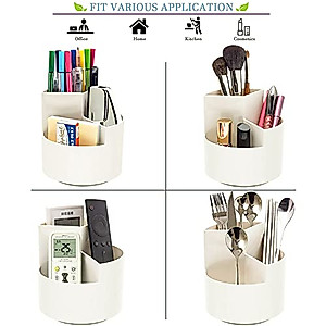 Siveit Rotating Pen Holder, 3 Slots 360-Degree Spinning Pencil Pen Desktop Organizer Cute Pencil Cup Pot for Home, Office, Kids (White)