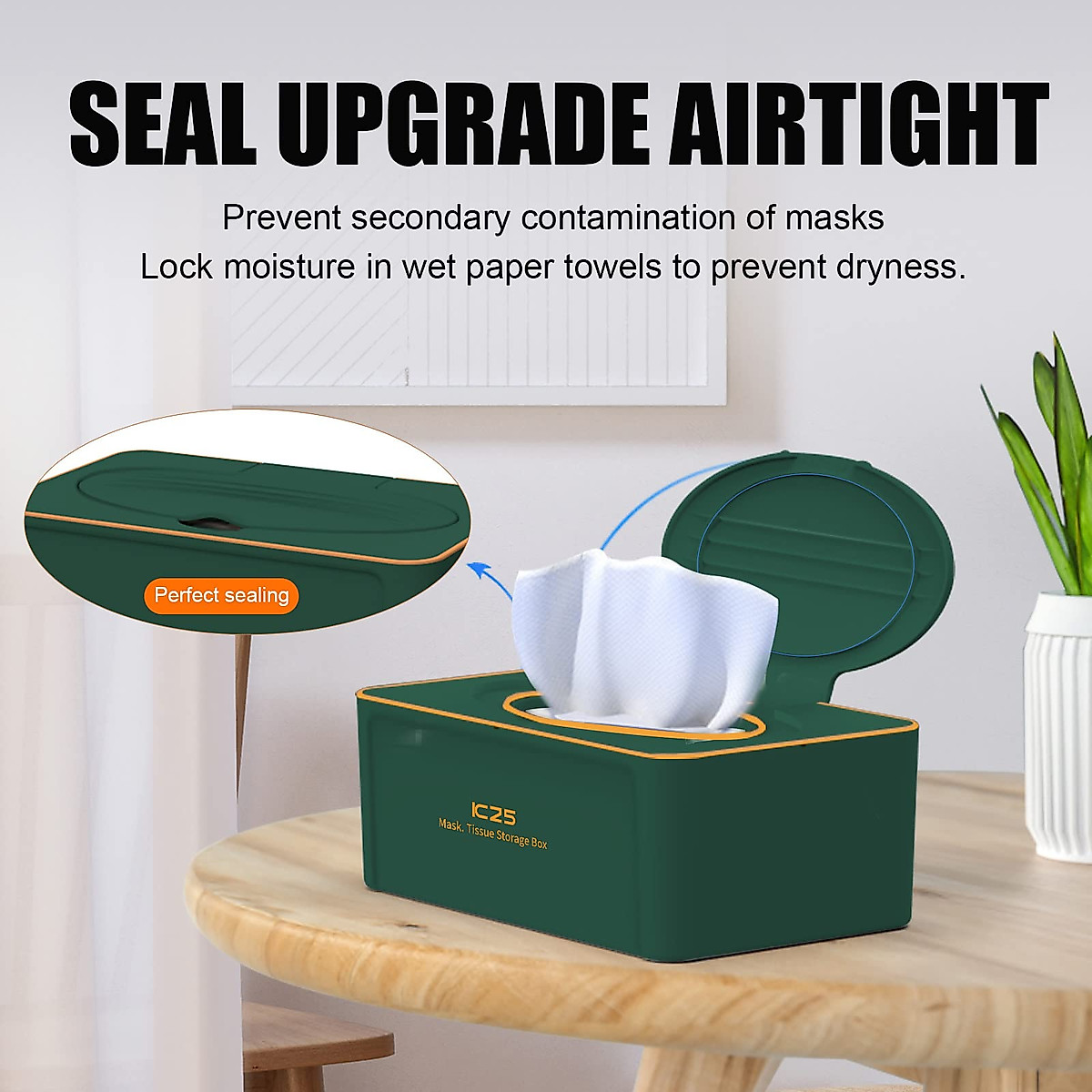 Tinkei Wet Wipe Dispenser,Baby Napkin Storage Box Holder Container Dust-Proof Wet Tissue Box Wet Wipe Case Holder with Lid Keeps Wipes Fresh for Home, Office