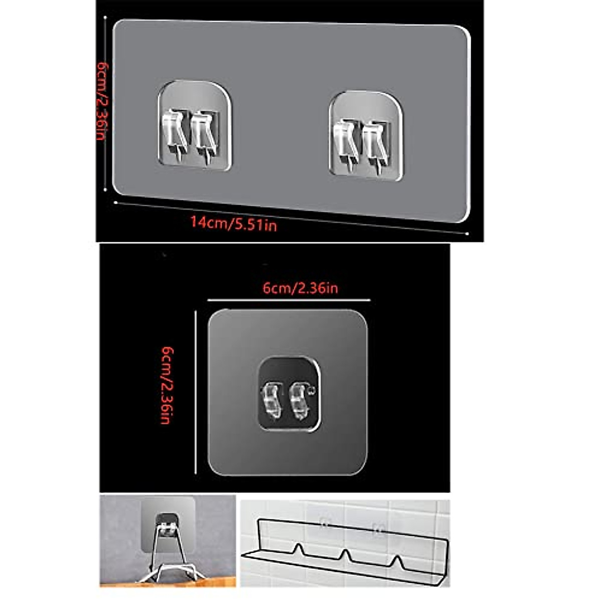 MGQFY 8 PCS Shower Caddy Adhesive Sticker Hook Replacement Hooks Mount for Shower Basket Bathroom Shelf Soap Dish Holder for Kitchen Strip Storage Shelves (8)