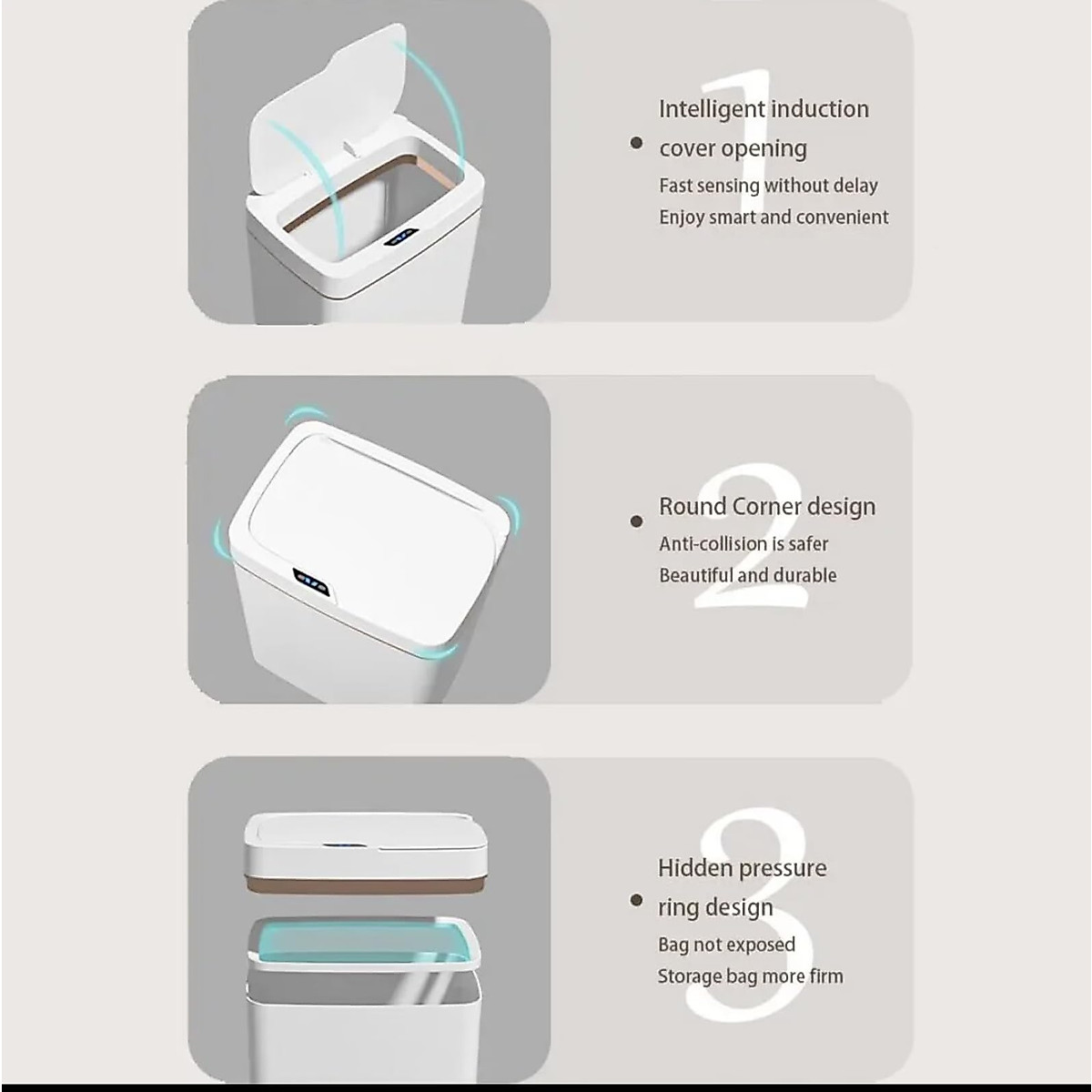 PDKLGDTK Kitchen Trash Can with Lid,4 Gallon Multipurpose Smart Trash Bin,Motion Sensor Trash Can for Home Office Bathroom,Slim Automatic Trash Can Touchless (4 Gallon Rechargeable)