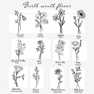 Personalized Stanl-y Tumbler Name Plates, Birth month flower Laser Engraved Stanl-y Cup Name Plate for Lid,Custom Acrylic Stanl-y Name Tag for Quencher H2.0 14 20 30 40 Oz, Tumbler Lid Topper