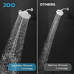 JDO Rain Shower Head High Pressure 7 Inch Rainfall Fixed Showerheads Adjustable Bathroom High Flow Showerhead Premium Chrome Shower Head Replacement Tool-free 1-Min Installation For Luxury Shower