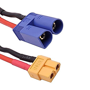 Treehobby 2PCS Male EC5 Plug to Female XT60 Plug Connector Adapter Cable Compatible with RC Car Truck Boat Airplane Lipo Battery ESC Charger(14awg 5cm)