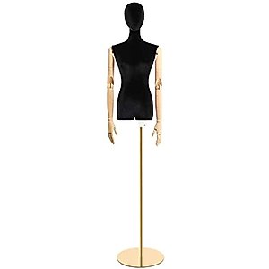Mannequin Display Stand Dress Form Mannequin Body, Detachable Mannequin Realistic Display Mannequin Head Metal Base ( Color : Black ) (Black )