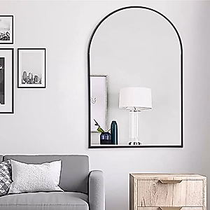 COFENY Arched Mirror, 20"x28" Black Bathroom Mirror with Metal Frame, Wall Mounted Mirrors Decor Modern Dresser Mirror for Bedroom Living Room Entryway