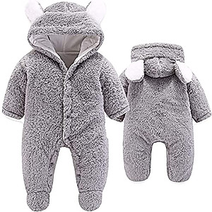 Unisex Baby Clothes Winter Coats Cute Newborn Infant Jumpsuit Snowsuit Bodysuits (Kaki, 6-9 Months)