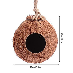 balacoo Coconut Bird House Hanging Natural Coconut Shell Bird Nest Bird Breeding Nest for Parakeets Budgerigar and Small Pet