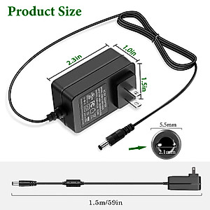 Gonine 9V DC Power Supply Cord, 9Volt 1.5A AC DC Adapter for 9Vdc Arduino UNO R3 Schwinn Bike A10 A20 Crosley Record Player CR8005A Center Positive DC Plug.