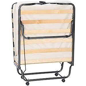 XMANX Convertible Folding Single Bed with 4" Memory Foam Layer Foam Mattress, Single Beige