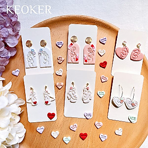 KEOKER Mom Heart Polymer Clay Cutters, Mothers Day Clay Earring Cutters, 22 Shapes Polymer Clay Cutters for Earrings, Mama Stamp Clay Cutters for Polymer Clay Jewelry