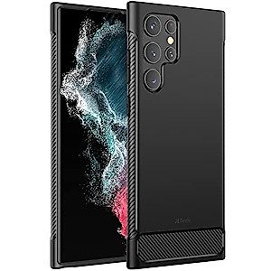 JETech Slim Fit Case for Samsung Galaxy S22 Ultra 5G 6.8-Inch, Thin Phone Cover with Shock-Absorption and Carbon Fiber Design (Black)