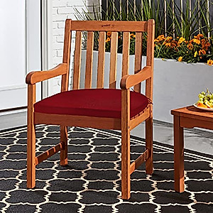 Cozyide Outdoor Chair Cushions, Waterproof Patio Seat Cushions with Adjustable Straps, Round Corner Patio Chair Cushions for Garden, Burgundy, 17x16x2 Inch (Pack of 4)