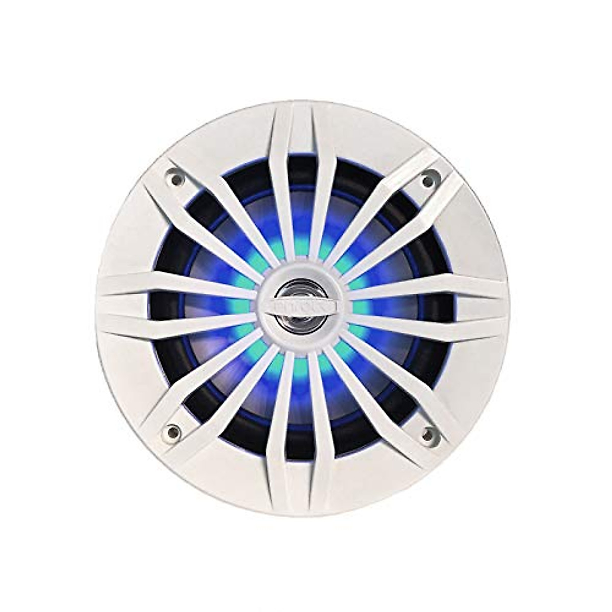 Enrock EM856 Bluetooth AM/FM Radio Digital Media Marine Gauge Hole Receiver Bundle Combo with 4x Enrock 6.5" 180W Peak Power White Boat Audio Speakers w/ Flashing Blue LED, Wire, Antenna, Radio Cover